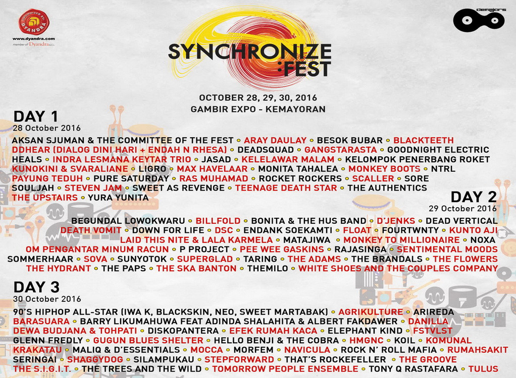 Ini Jadwal Penampilan Band Pengisi Synchronize Festival