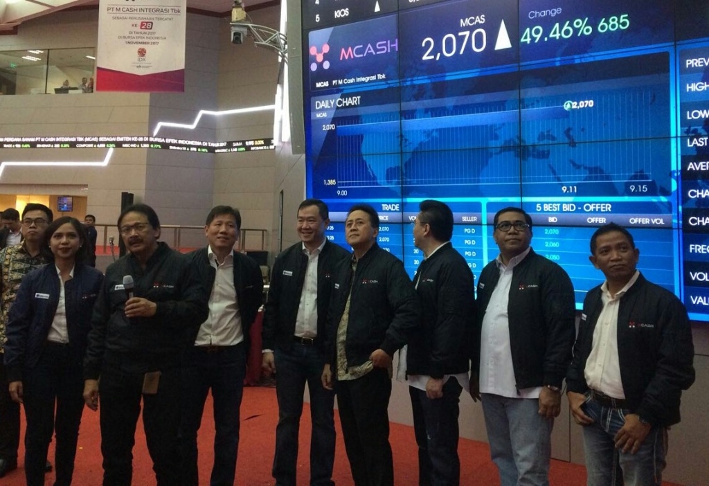 Resmi Melantai di BEI, Saham M Cash Melesat ke Rp2.070/Saham Resmi Melantai di BEI, Saham M Cash Melesat ke Rp2.070/Saham