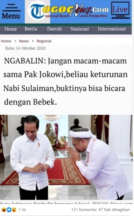 [cek Fakta] Ali Mochtar Ngabalin Sebut Jokowi Keturunan Nabi Sulaiman Ini