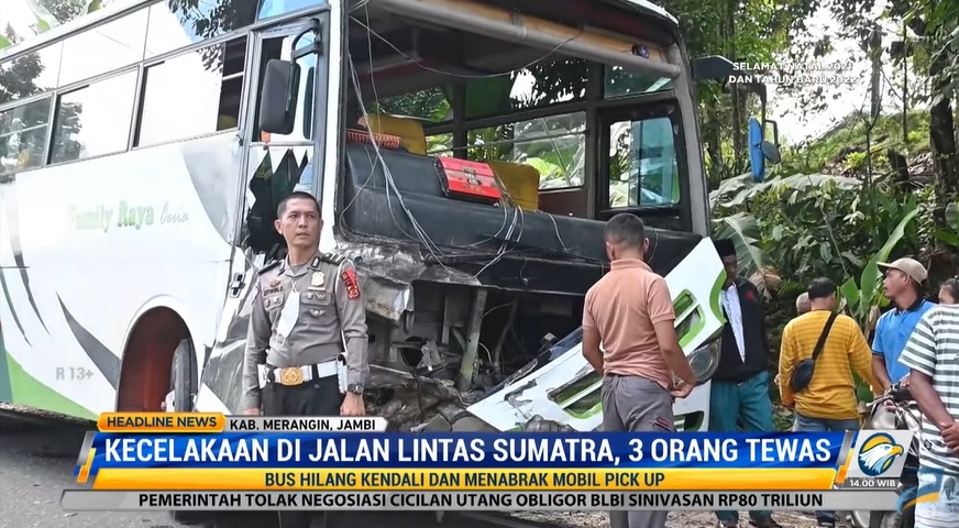 Bus dan Pikap Kecelakaan di Lintas Sumatra, 3 Penumpang Tewas