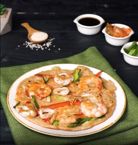 Recook Haemul Pajeon Yuk, Pancake Seafood Asin Ala Korea