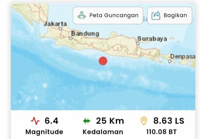 Gempa Bantul Magnitudo 6,4 M Terasa Sampai Jawa Timur