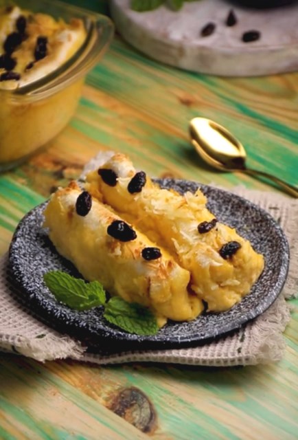 Puding Roti Lipat dengan Keju