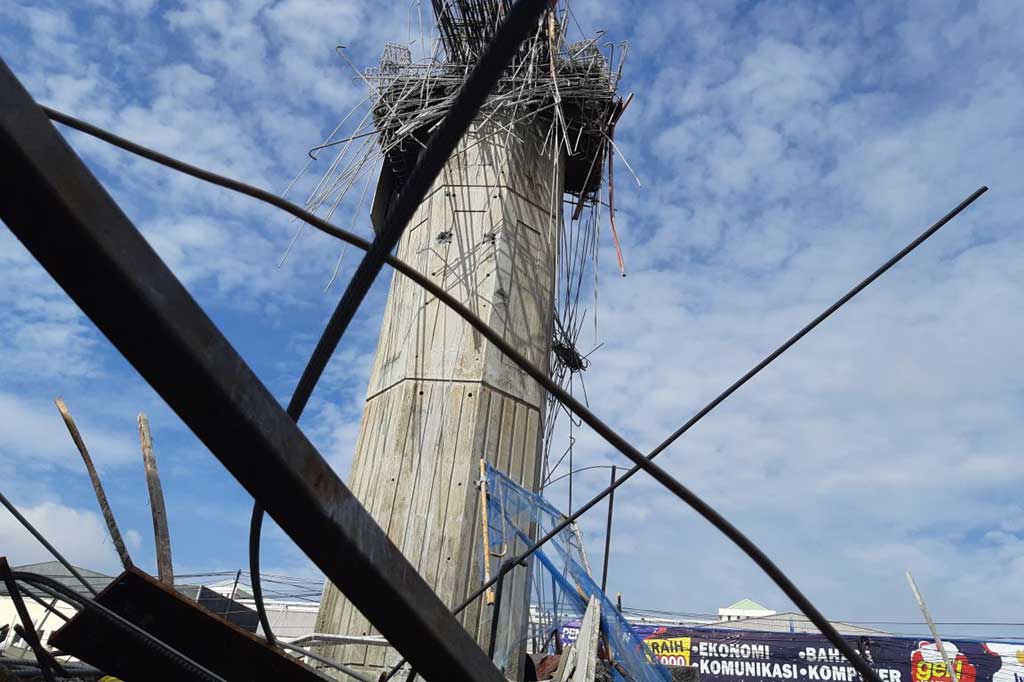 Begini Penampakan Bekisting Pierhead Becakayu yang Ambruk