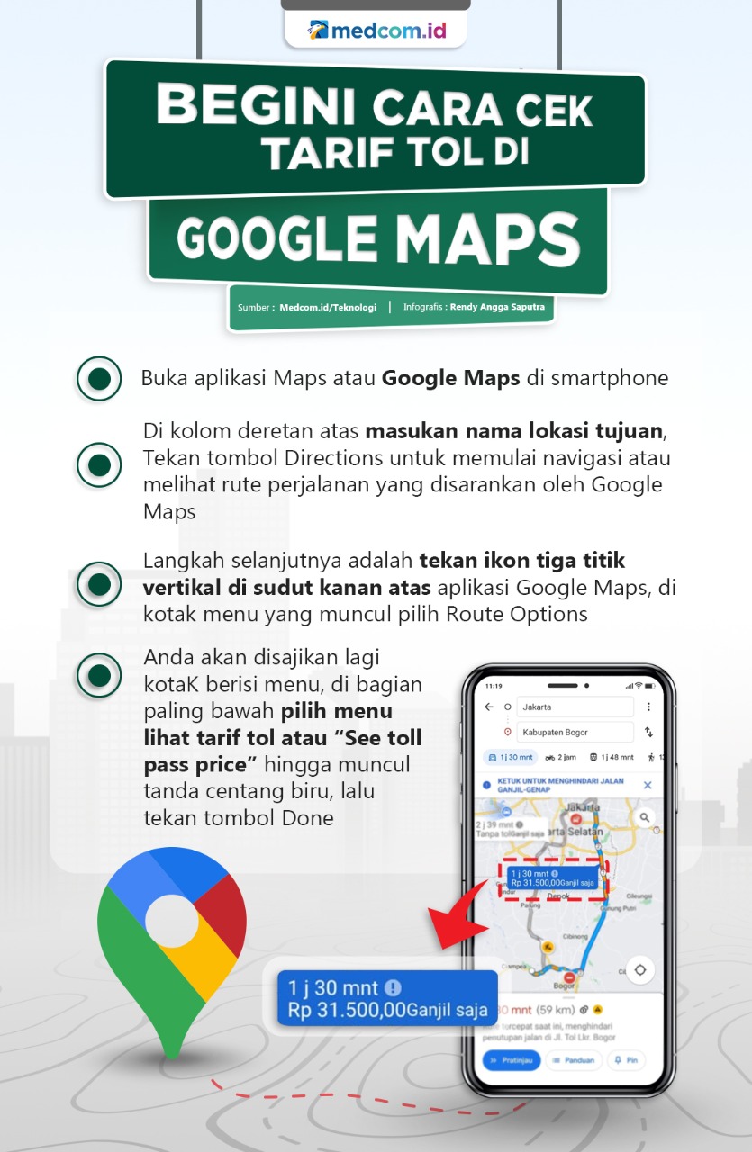 Begini Cara Cek Tarif Tol di Google Maps