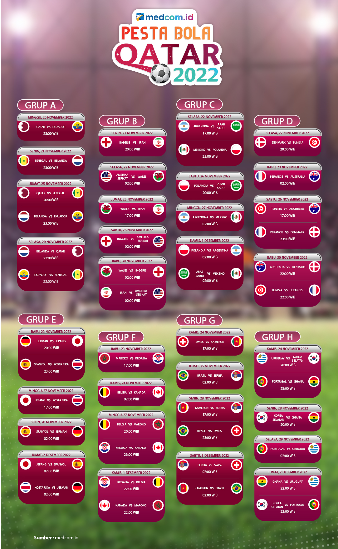 Jadwal dan Pembagian Grup Piala Dunia 2022 Jadwal dan Pembagian Grup Piala Dunia 2022