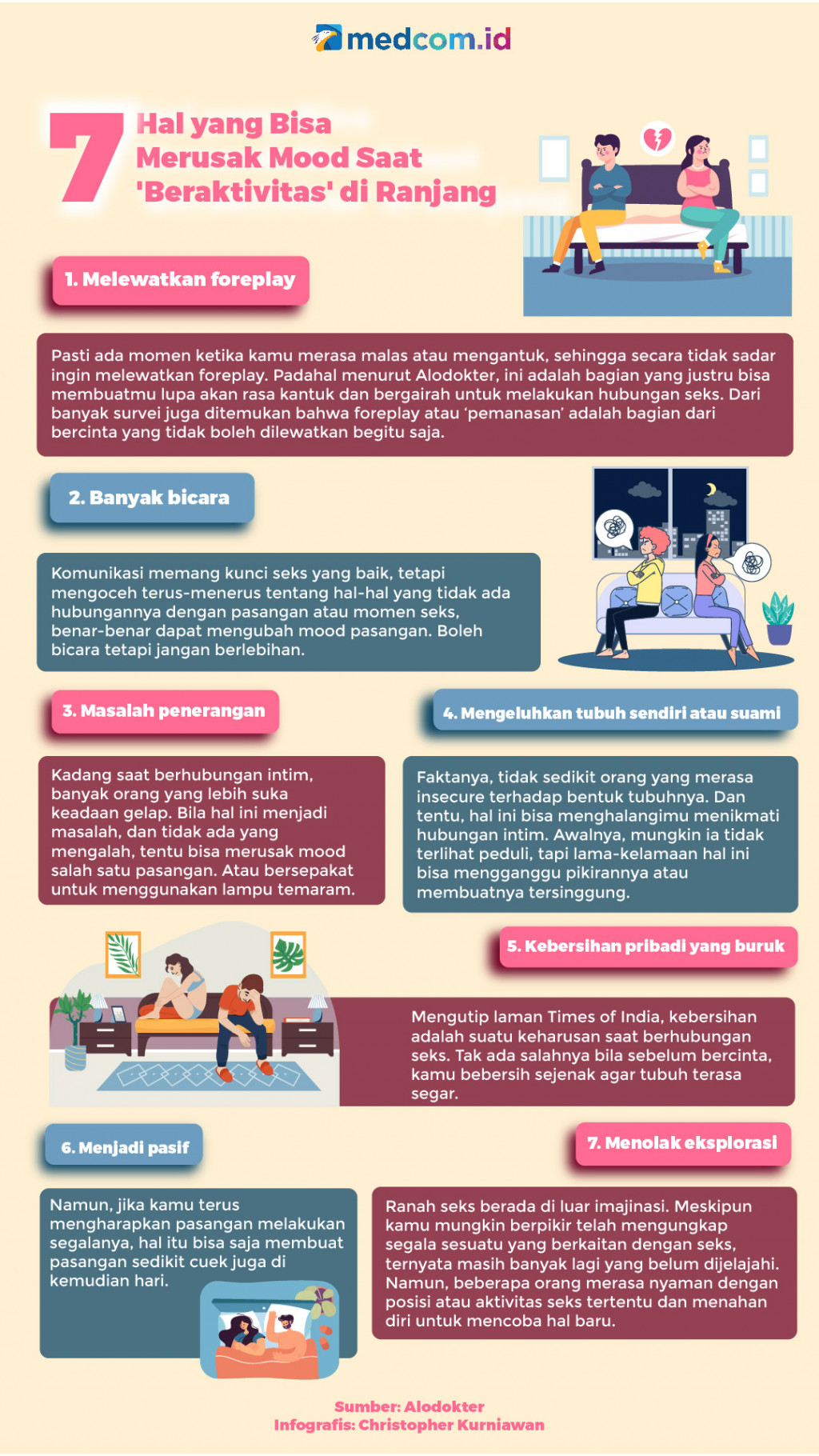 7 Hal yang Bisa Merusak Mood Saat Beraktivitas di Ranjang