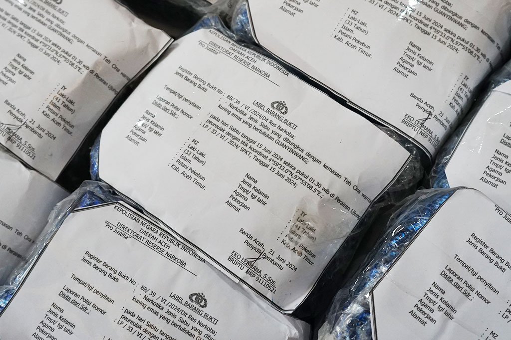 Foto: Konpers Polda Aceh Gagalkan Penyeludupan 180 kg Sabu