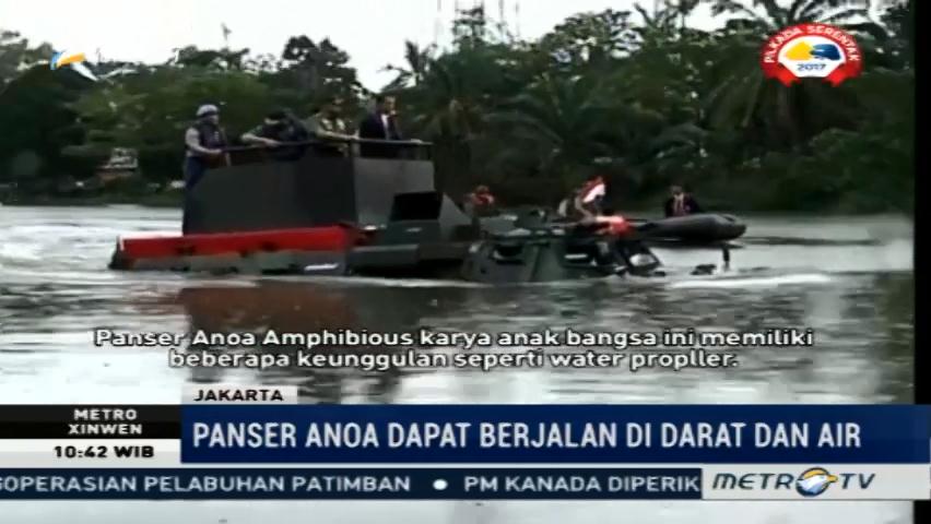 Presiden Uji Coba Panser Anoa Amfibi Buatan Pindad