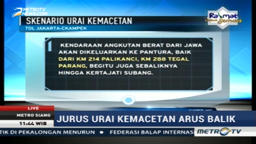 Jurus Urai Kemacetan Arus balik