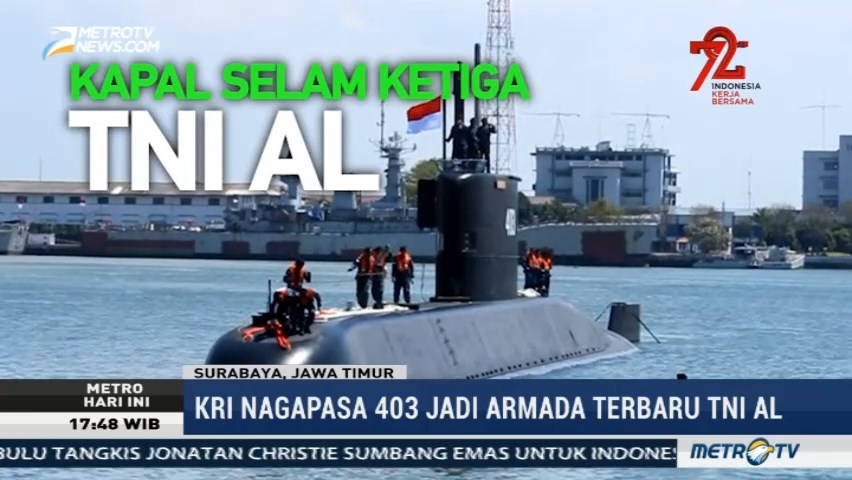 TNI AL Sambut Kapal Selam Terbaru KRI Nagapasa 403