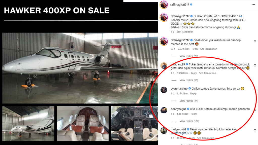 Jual Jet Pribadi, Postingan Raffi Ahmad Tuai Komentar Kocak Para ... Jual Jet Pribadi, Postingan Raffi Ahmad Tuai Komentar Kocak Para ...