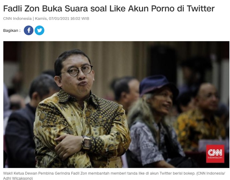 [Cek Fakta] Foto Fadli Zon Pakai Kaos Bernarasi Porno? Ini Faktanya