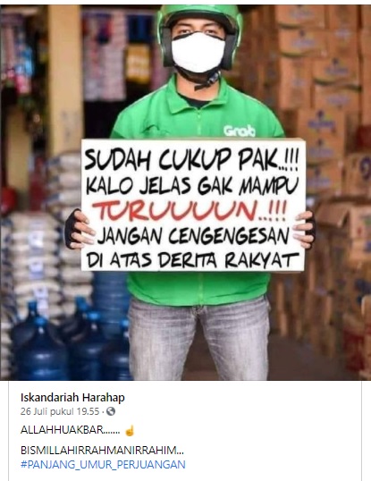 [Cek Fakta] Foto Driver Ojol Minta Presiden Mundur? Ini Faktanya