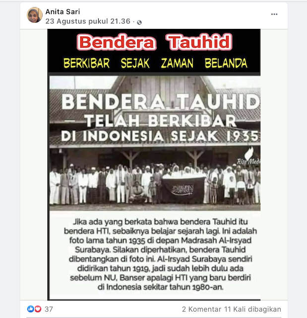 [Cek Fakta] Foto Bendera Tauhid Sudah Ada di Indonesia Sejak 1935? Ini Fakt