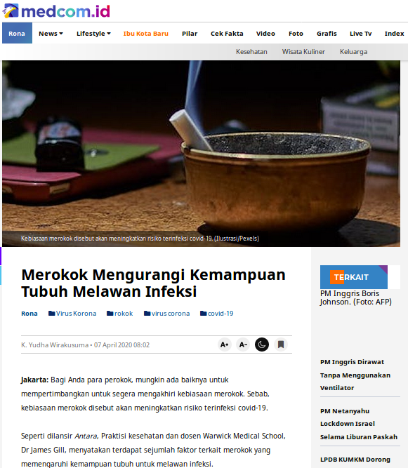 [Cek Fakta] Asap Rokok Dapat Mencegah Virus Korona? Ini Faktanya