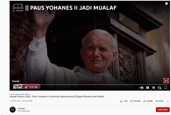 [Cek Fakta] Paus Yohanes II Umumkan Keislamannya di Depan Ribuan Umat ...