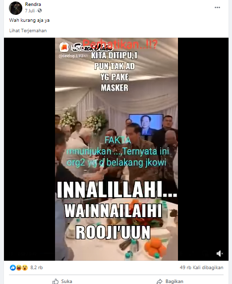 [Cek Fakta] Video Jokowi tak Gunakan Masker di Tengah Kerumunan? Ini Faktanya