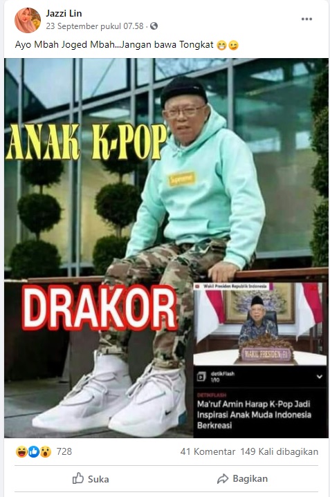 [Cek Fakta] Foto Maruf Amin Bergaya Ala K-Pop? Ini Faktanya