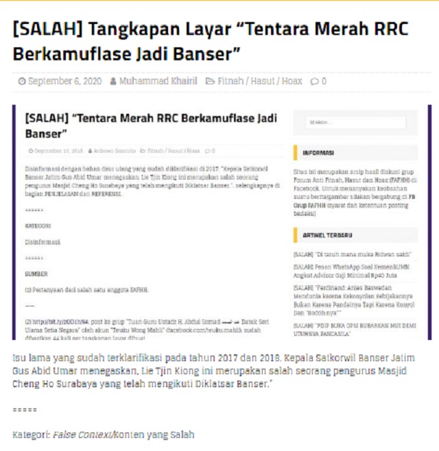 Tentara Tiongkok Menyamar jadi Anggota Banser? Ini Faktanya