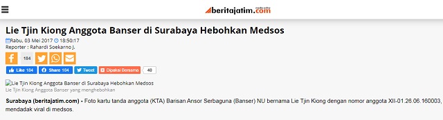 Tentara Tiongkok Menyamar jadi Anggota Banser? Ini Faktanya