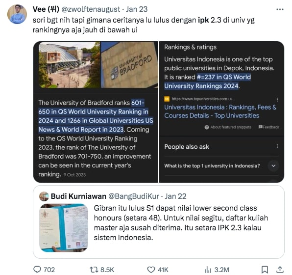 Viral Ijazah Gibran Disebut IPK 2,3, Netizen: Rakyat Aja Cari Kerja ...